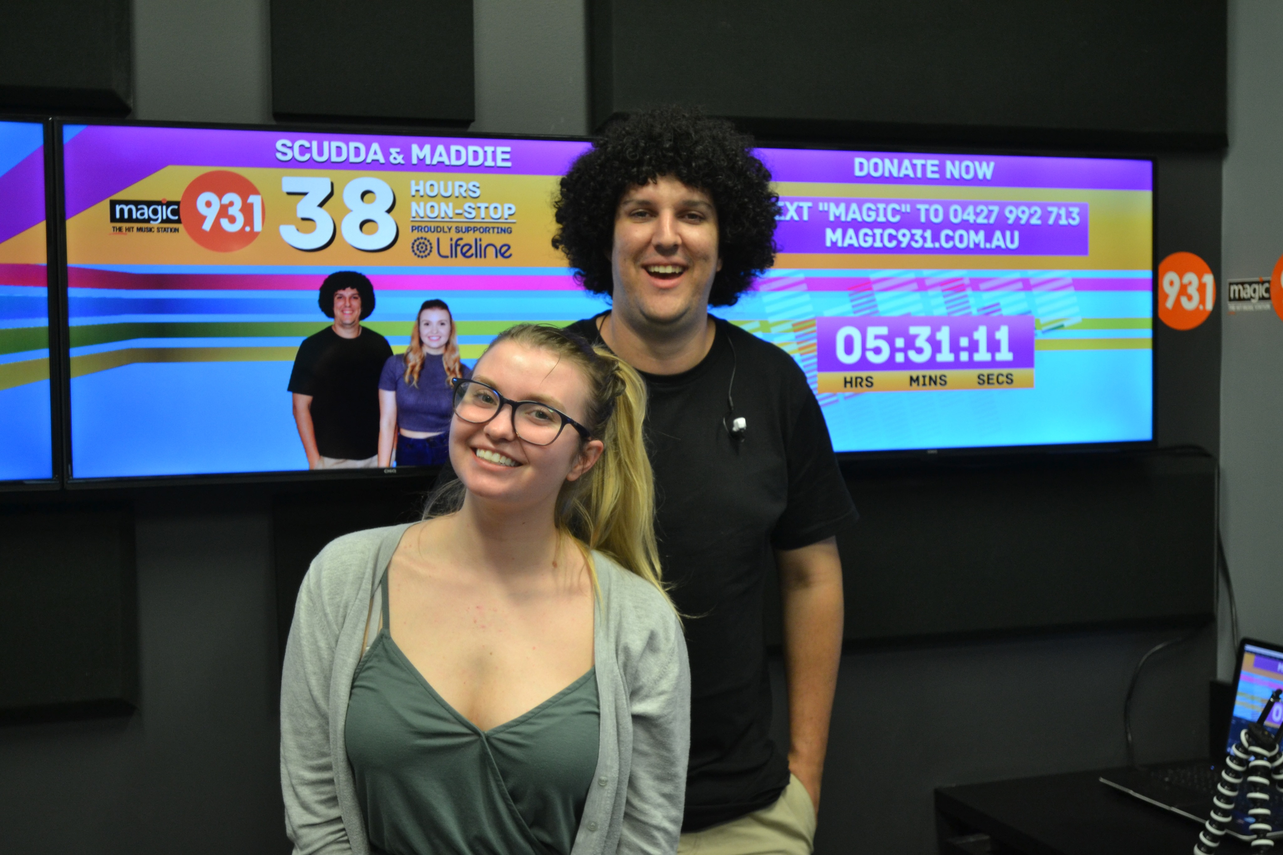 Regional breakfast duo Scudda and Maddie broadcast for 38 hours for ...
